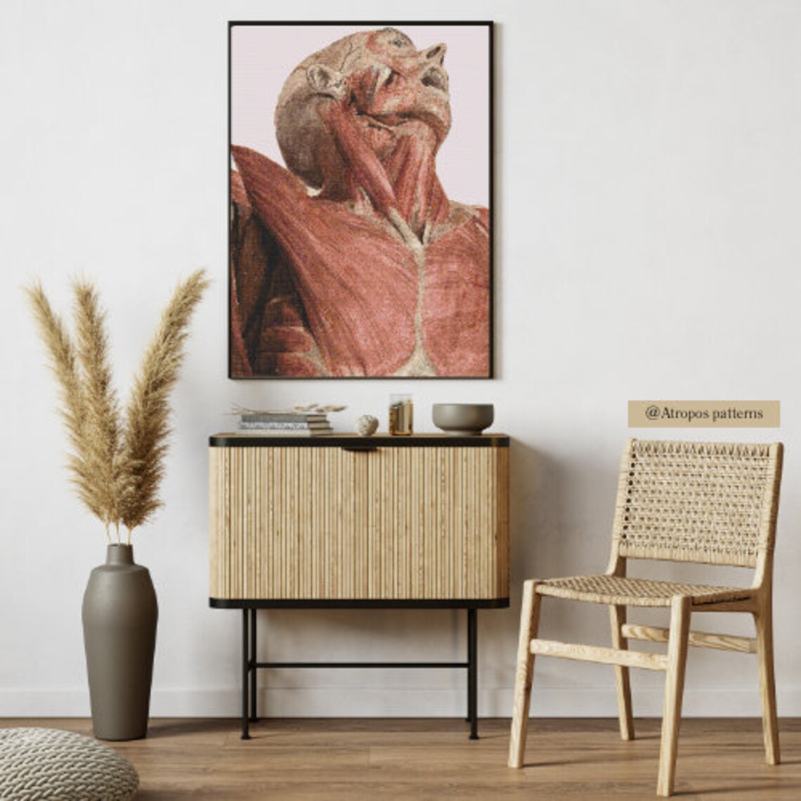 Écorché Head, Neck and Chest Cross Stitch Pattern, Embroidery Pattern ...