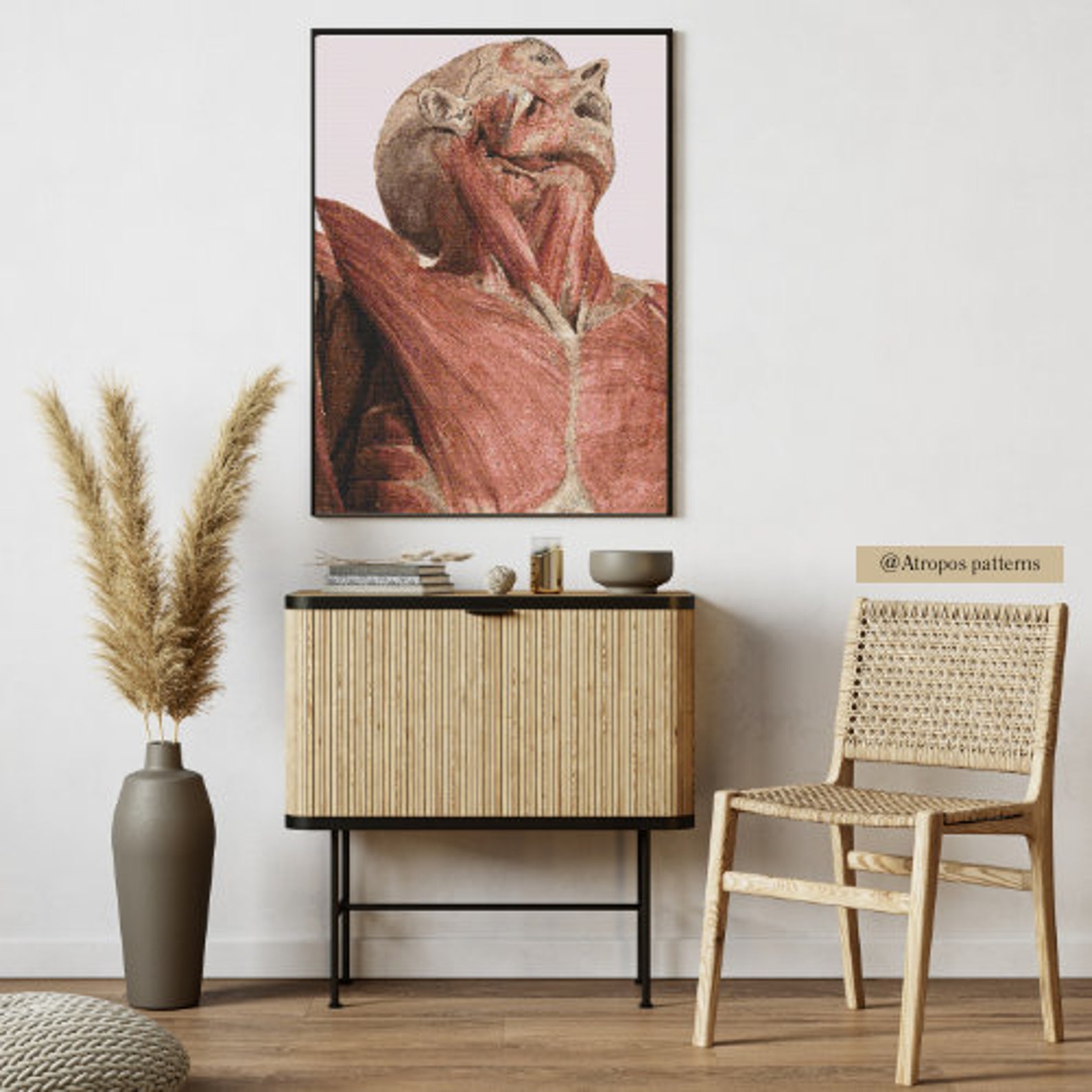 Écorché Head, Neck and Chest Cross Stitch Pattern, Embroidery Pattern ...