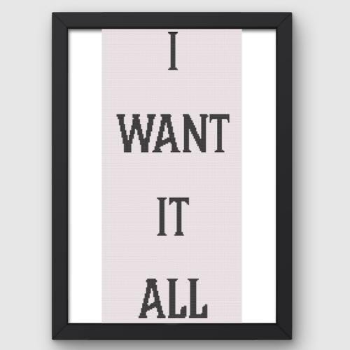 I Want It All Cross Stitch Pattern: Modern Funny Embroidery (PDF ...