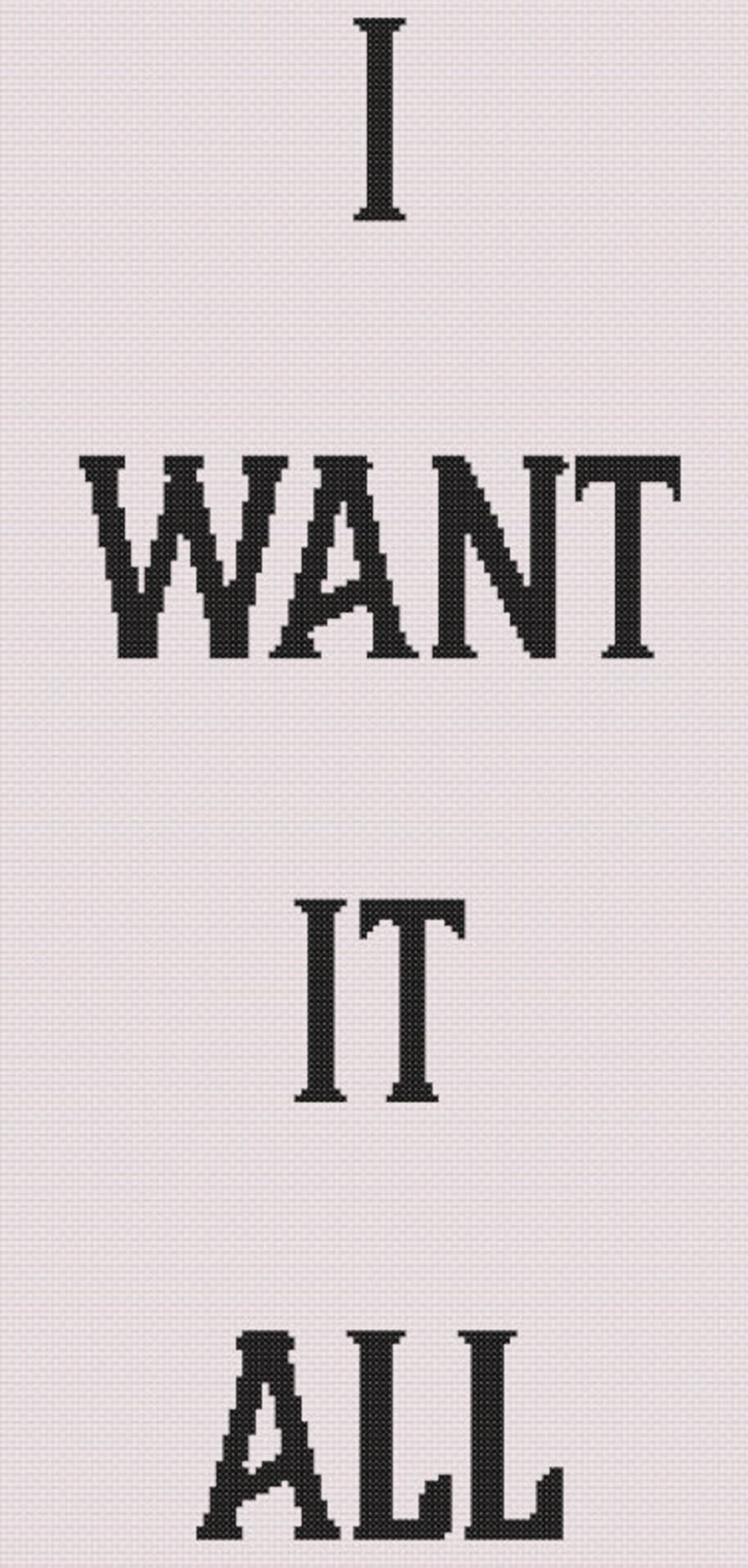 I Want It All Cross Stitch Pattern: Modern Funny Embroidery (PDF ...
