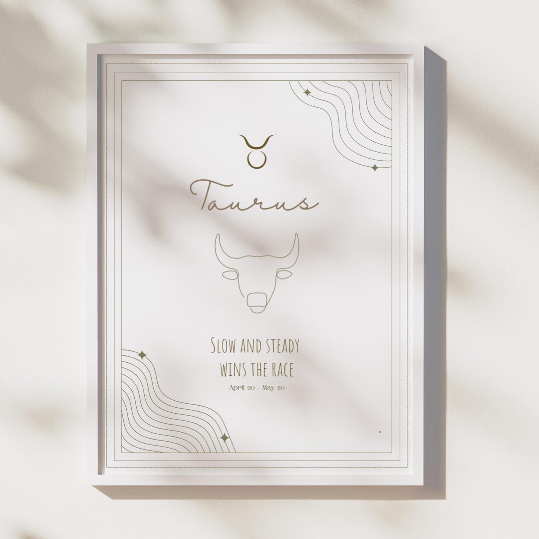 Taurus Zodiac Print: Minimalist Astrology Wall Art (digital Download ...