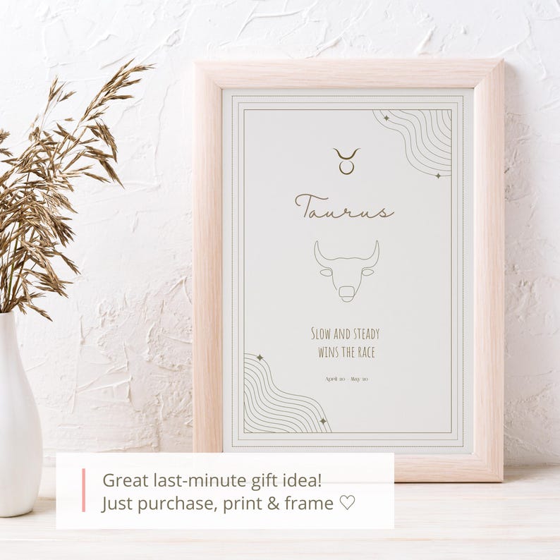 Taurus Zodiac Print: Minimalist Astrology Wall Art (digital Download ...
