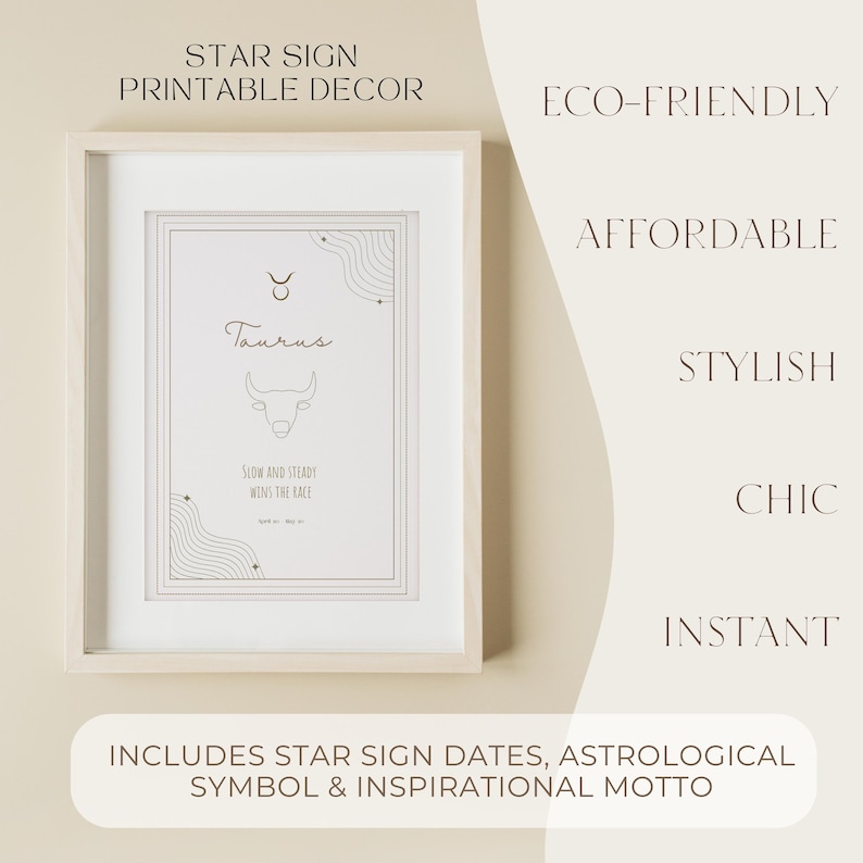 Taurus Zodiac Print: Minimalist Astrology Wall Art (digital Download ...