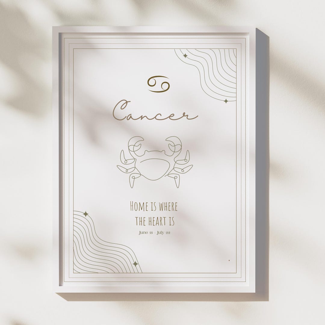 Cancer Zodiac Wall Art Printable, Minimalist Astrology Decor ...