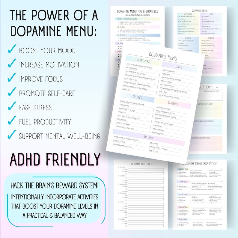 Editable Dopamine Menu Templates: ADHD Productivity Tool (printable PDF ...