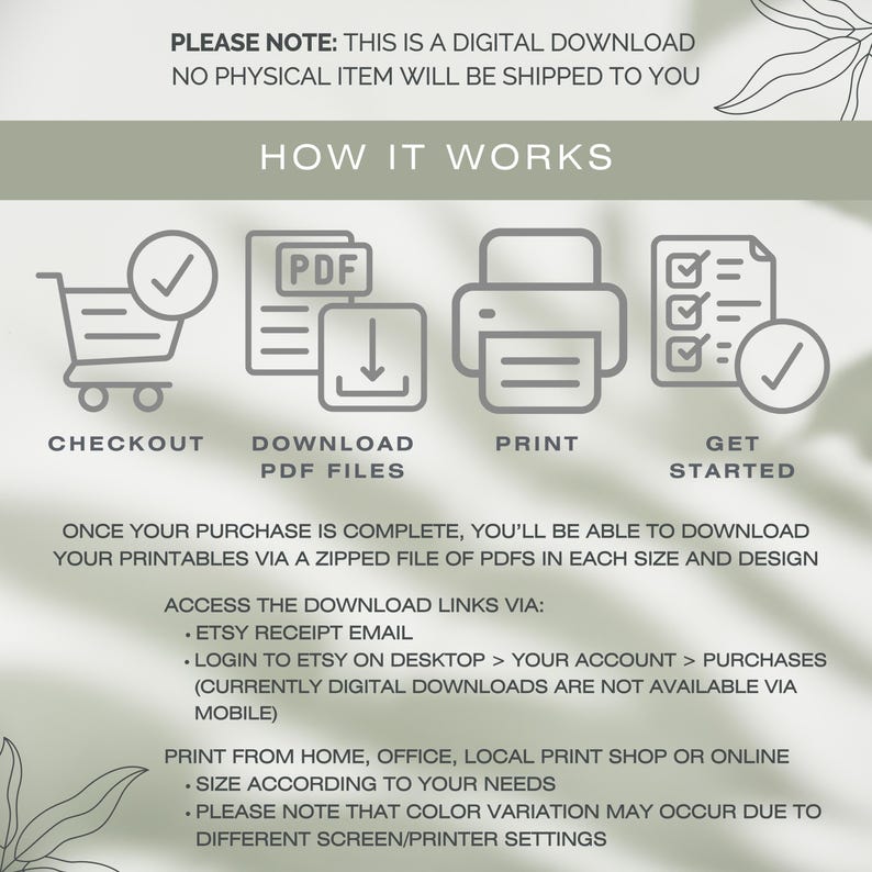 Botanical Cleaning Checklist Bundle: Daily, Weekly, Monthly Schedules ...