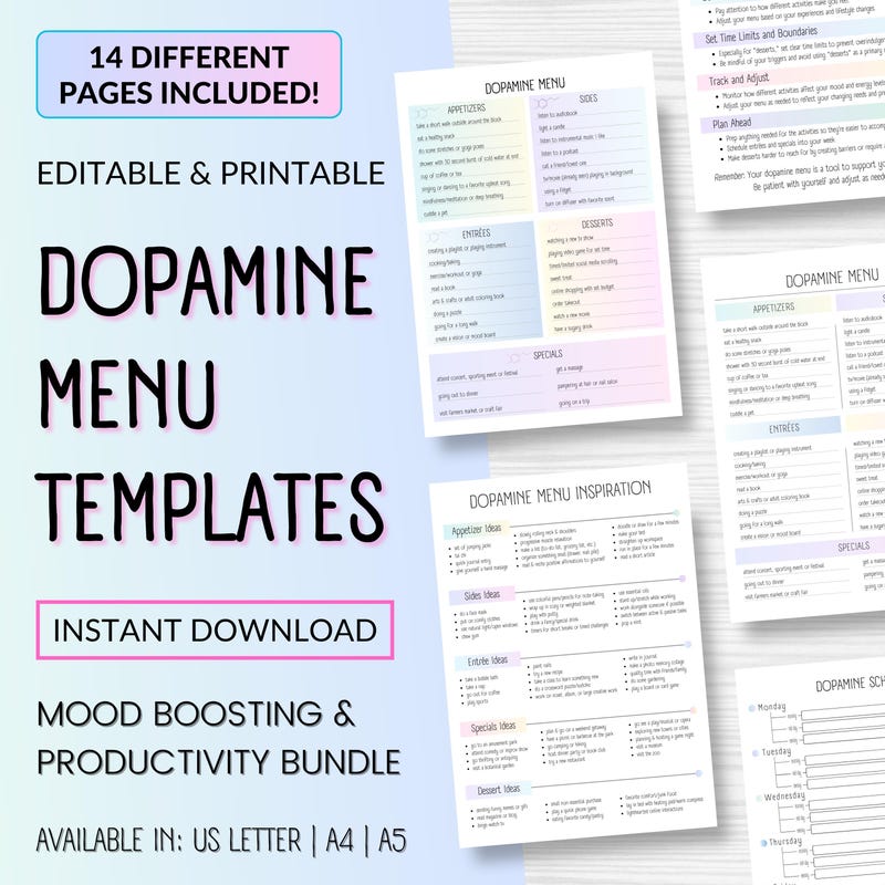 Dopamine Menu Adhd Template - Etsy
