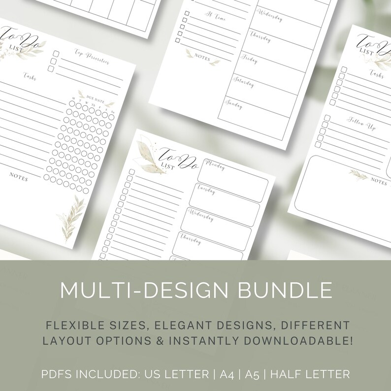 Botanical To-do List Bundle: Weekly & Monthly Planner (PDF Digital ...