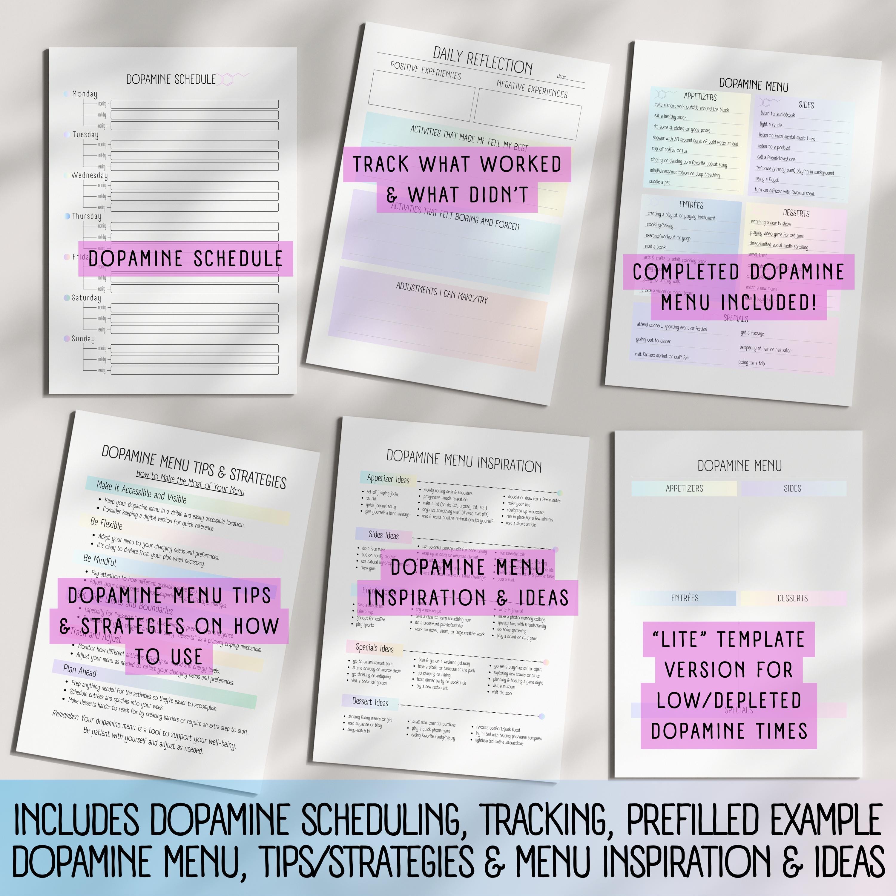 Editable Dopamine Menu Templates: ADHD Productivity Tool (printable PDF ...