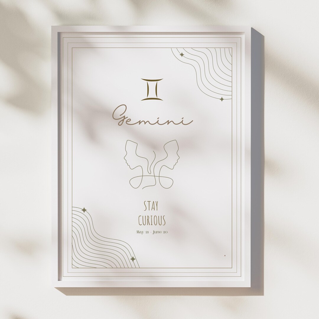 Gemini Zodiac Art: Minimalist Horoscope Printable (digital Download) - Etsy