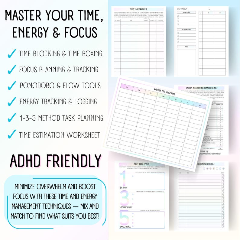Adhd-friendly Time Management Templates: Productivity Planner ...