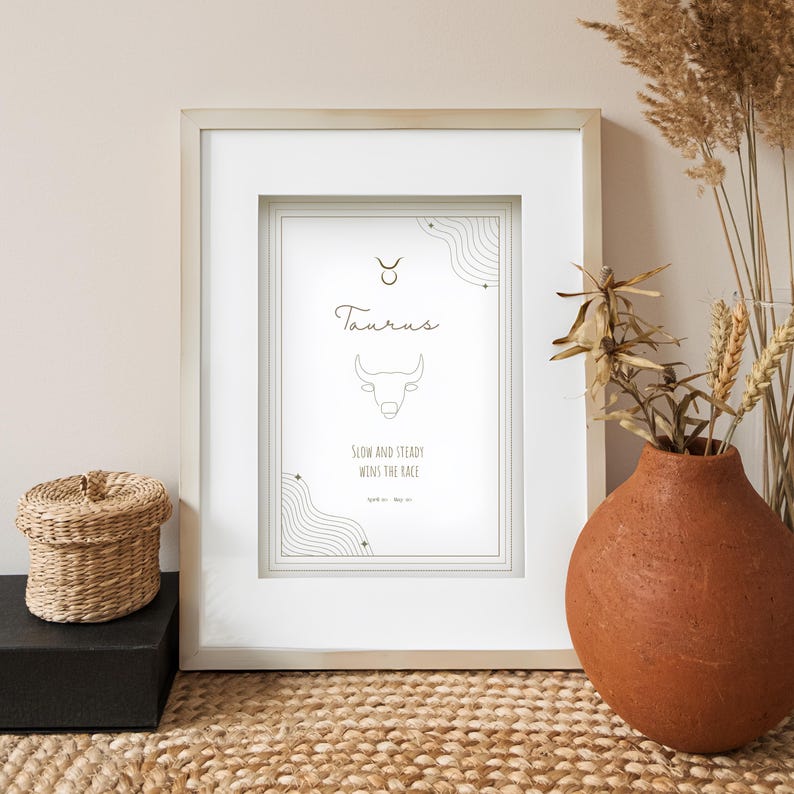 Taurus Zodiac Print: Minimalist Astrology Wall Art (digital Download ...