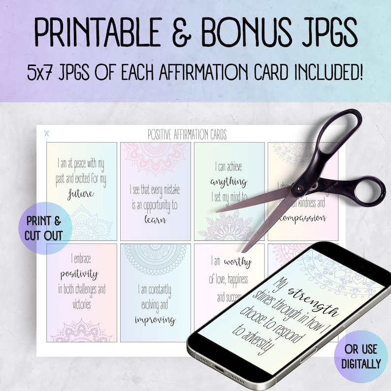 Printable Affirmation Cards: Mandala Designs for Mindfulness & Positive ...