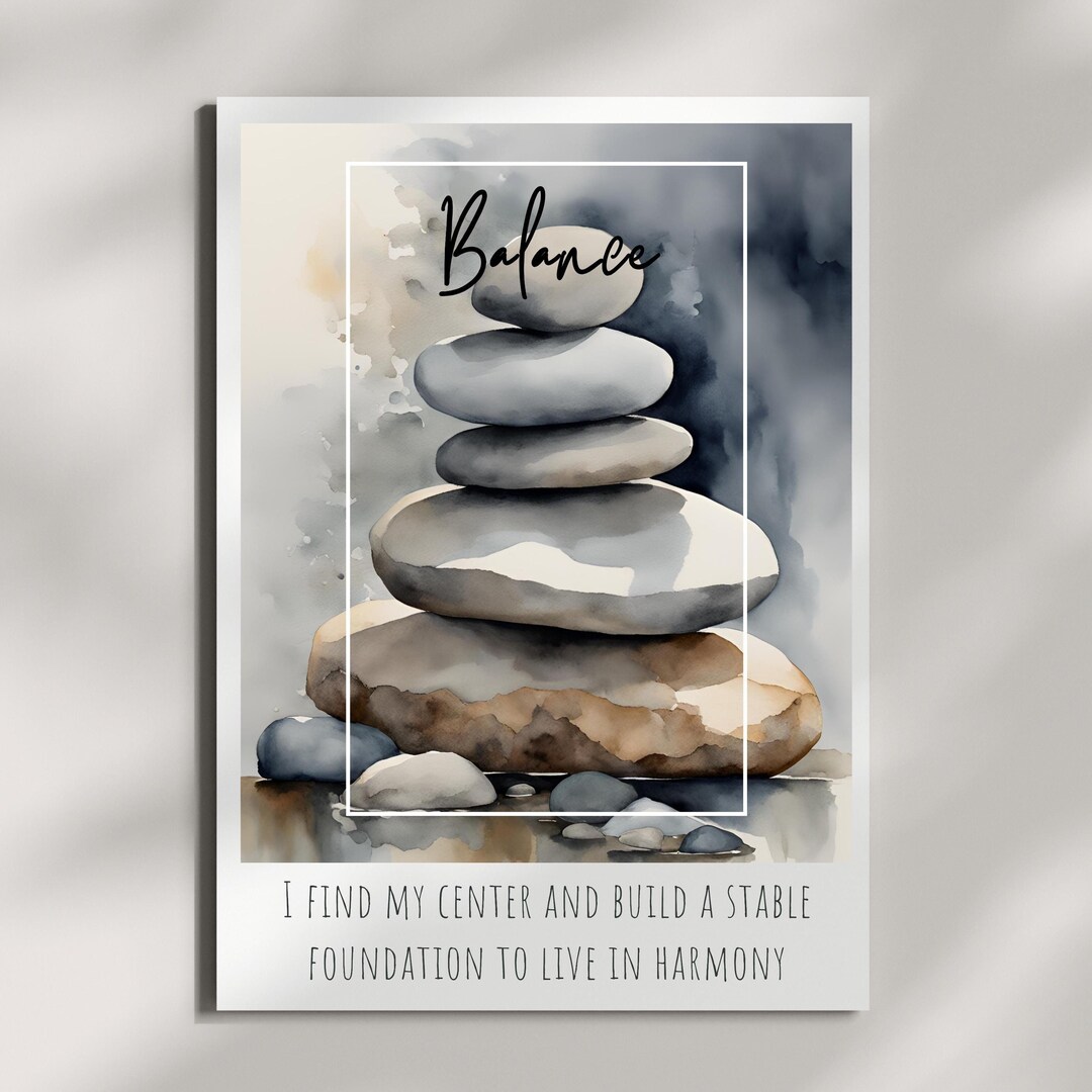 Balance Motivational Poster Stone Stack Art Print: Zen Inspirational ...