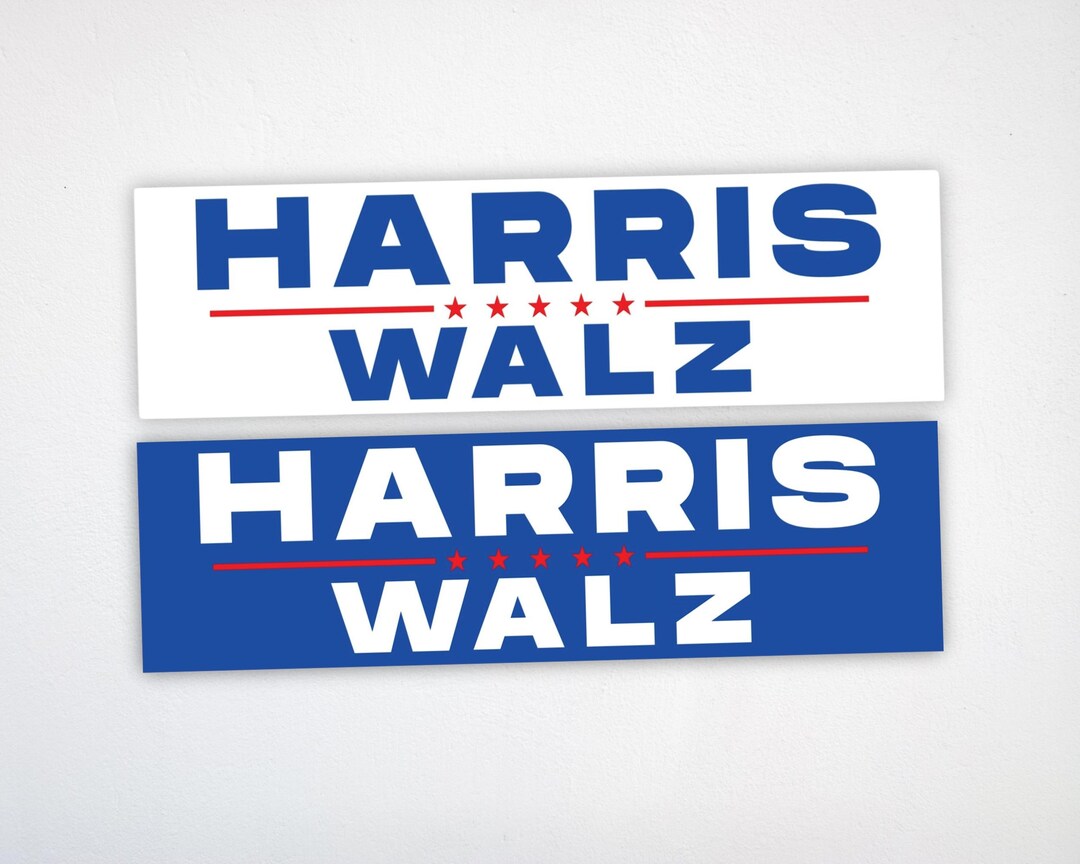 Harris Walz Bumper Sticker, Democrat Car Sticker, Leftist Bumper ...