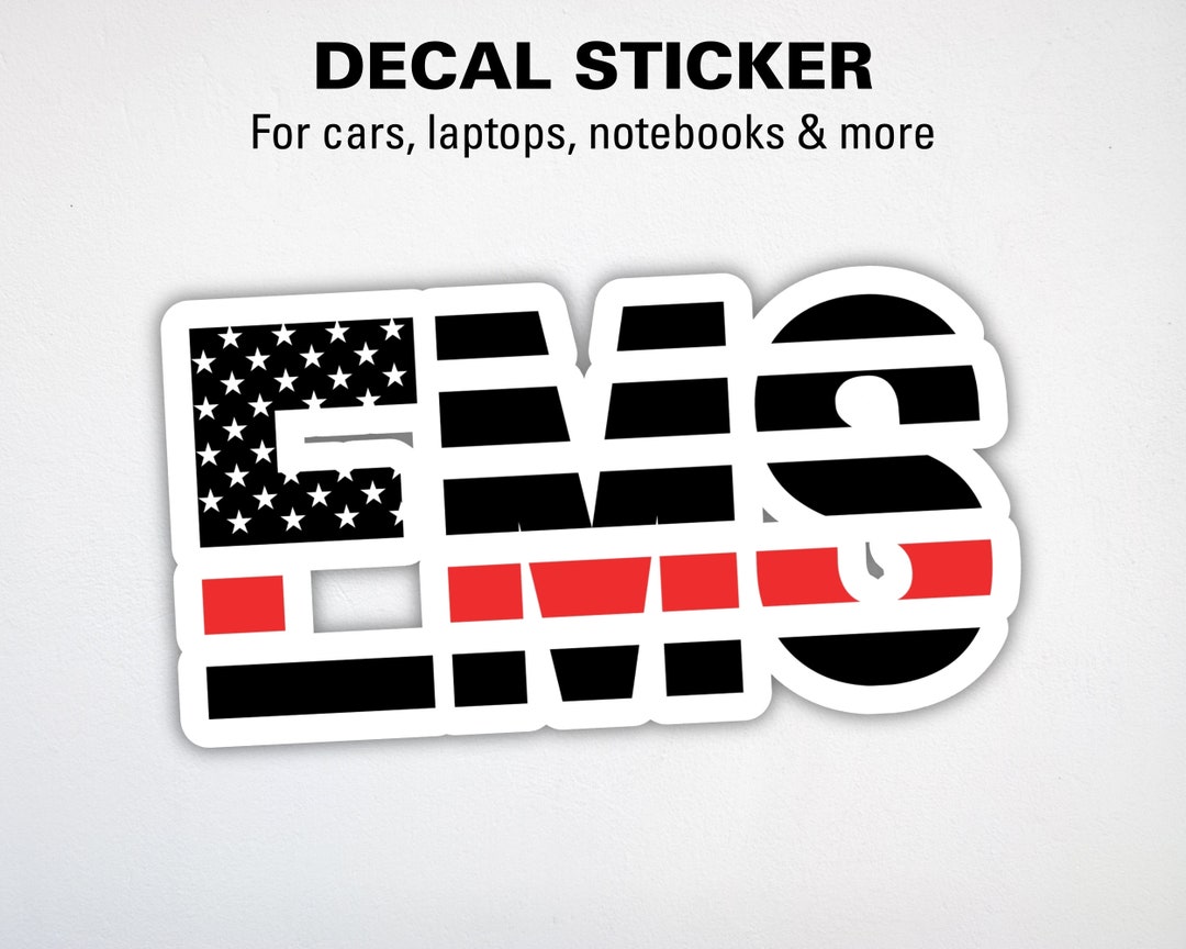 EMS Car Decal, EMS Bumper Sticker, EMS Flag Decal, Ems Car Vinyl Decal ...