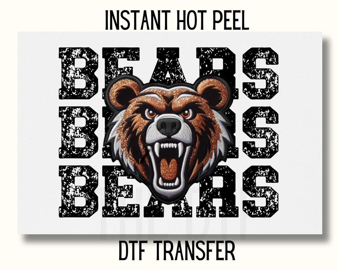 Uv Dtf Sticker Distressed Varsity Bears Mascot DTF Transfer, School ...