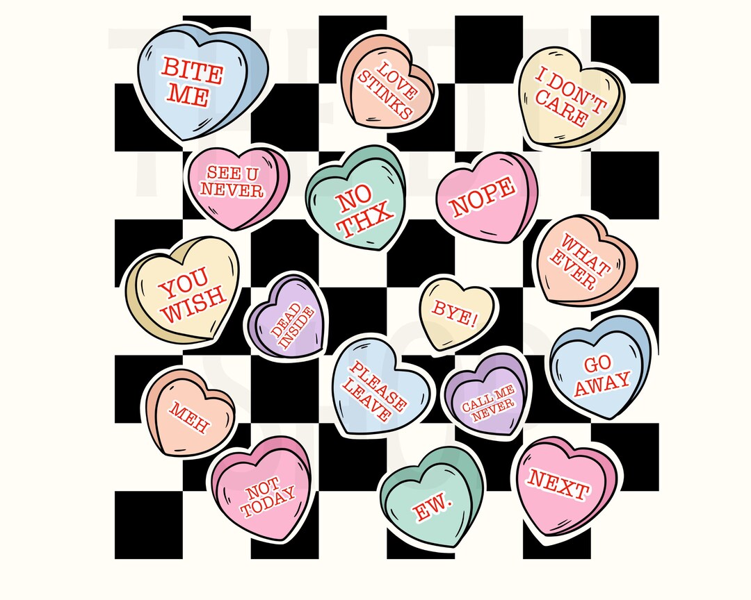 Uv Dtf Sticker Anti Valentines Candy Hearts Dtf Transfer Valentines DTF ...