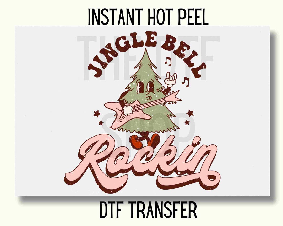 Distressed Pink Jingle Bell Rockin Christmas Tree Dtf Transfer ...