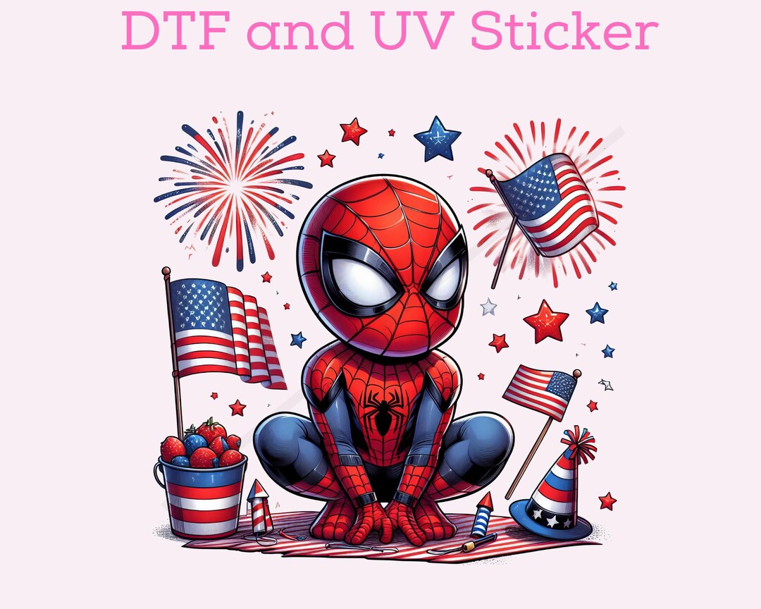 Spider Man 4th of July Dtf Transfer, 4th of July Spider Man Dtf ...