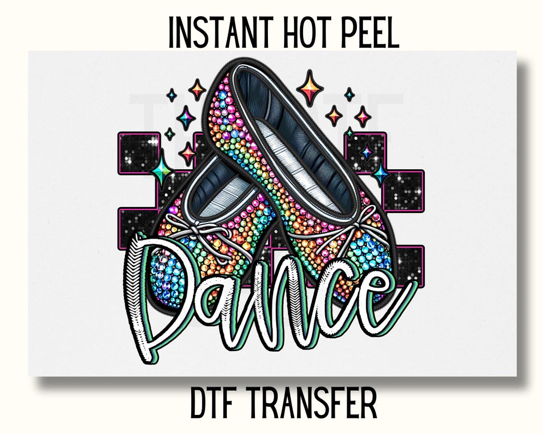 Uv Dtf Sticker Faux Rhinestone Dance Shoes DTF Transfer, School Mascot ...