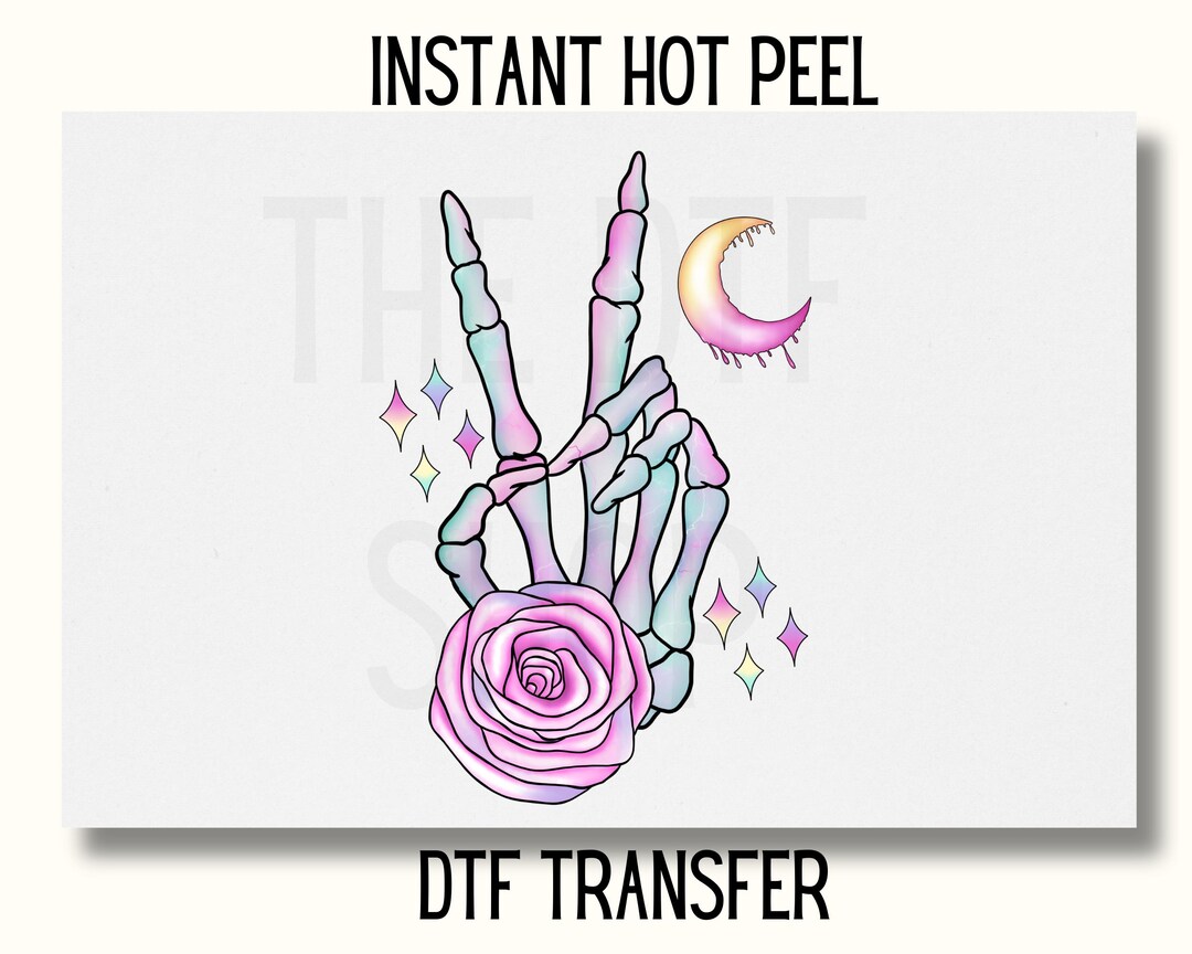 Skeleton Peace Sign Dtf Transfer, Spooky DTF Transfer, Halloween DTF ...