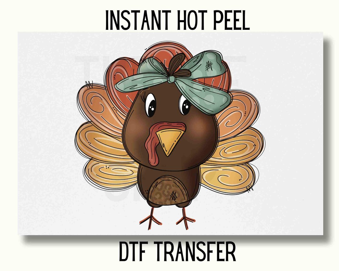 Turkey Bow Girl Transfer, Thanksgiving Dtf Transfer Ready to Press ...