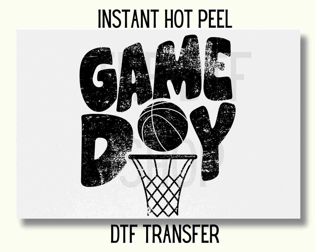Uv Dtf Sticker Distressed Game Day Basketball Hoop DTF, Kids Basketball ...