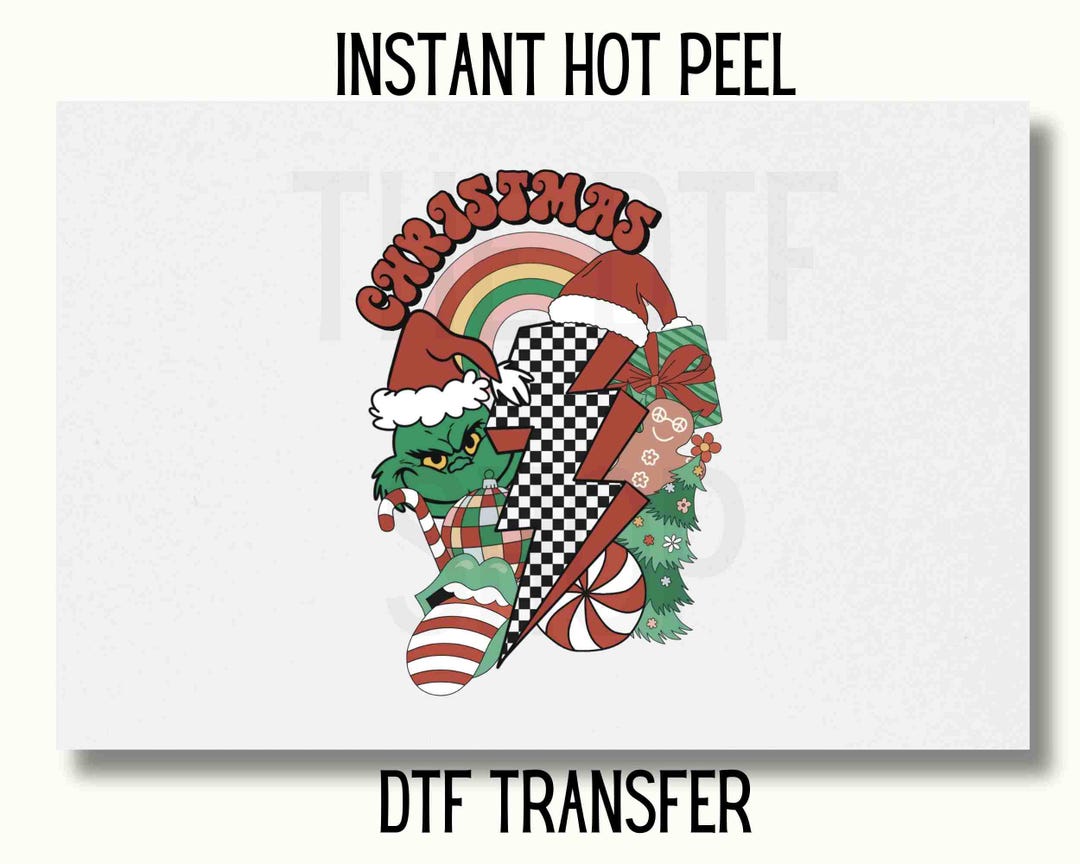 Christmas Grinch Bolt Collage Dtf Transfer, Christmas DTF Transfer ...