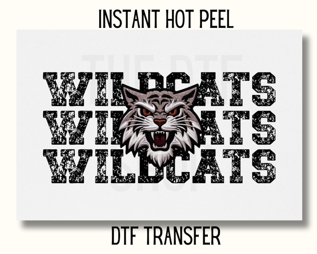 Distressed Varsity Wildcats Mascot DTF Transfer, School Mascot DTF ...