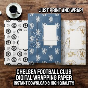 Chelsea FC Digital Prints Wrapping Paper Pack Seamless Pattern Football ...