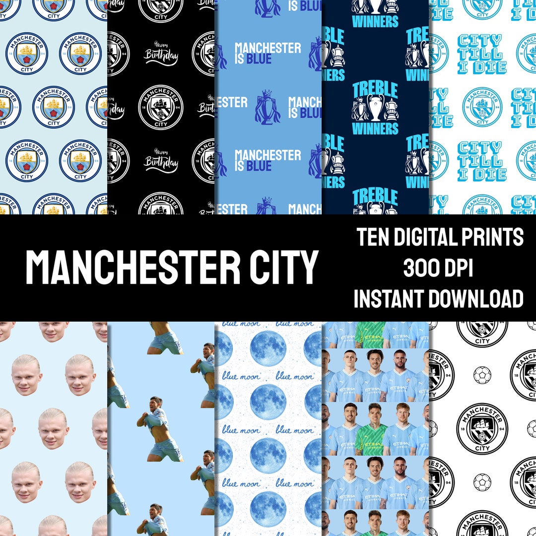 Manchester City FC Digital Prints Wrapping Paper Pack Seamless Pattern ...
