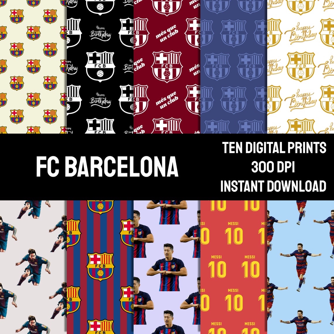 Barcelona Barca Digital Prints | Wrapping Paper Pack | Seamless Pattern ...