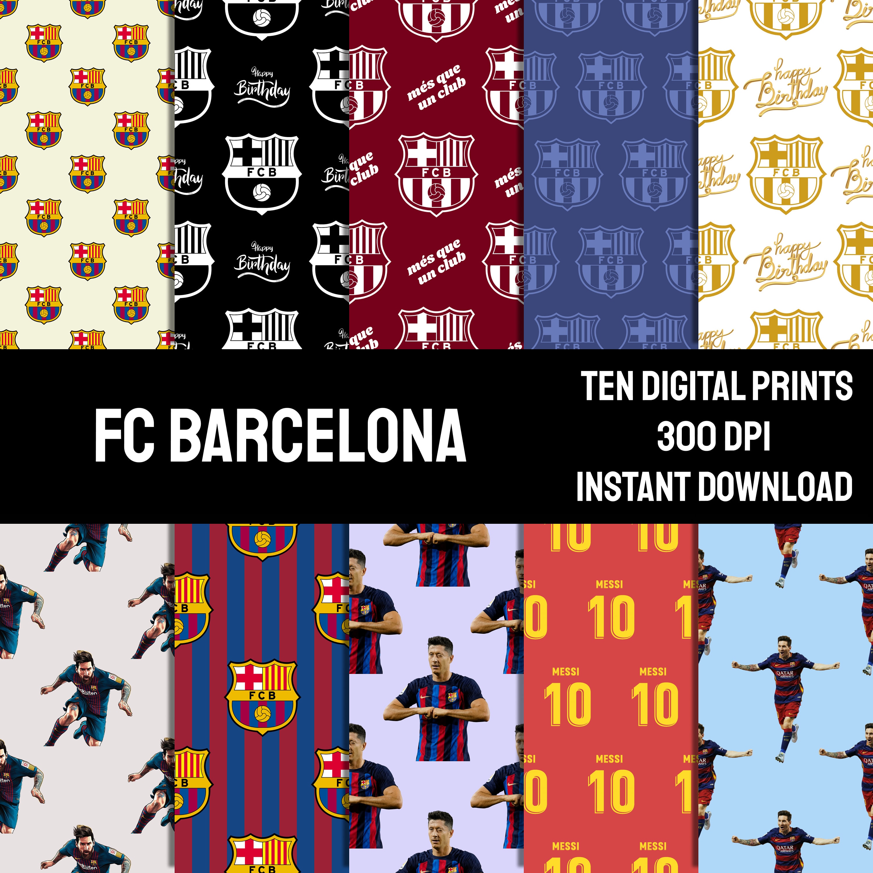 Barcelona Barca Digital Prints | Wrapping Paper Pack | Seamless Pattern ...