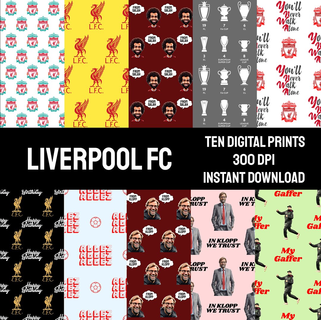 Liverpool FC Digital Prints | Wrapping Paper Pack | Seamless Pattern ...