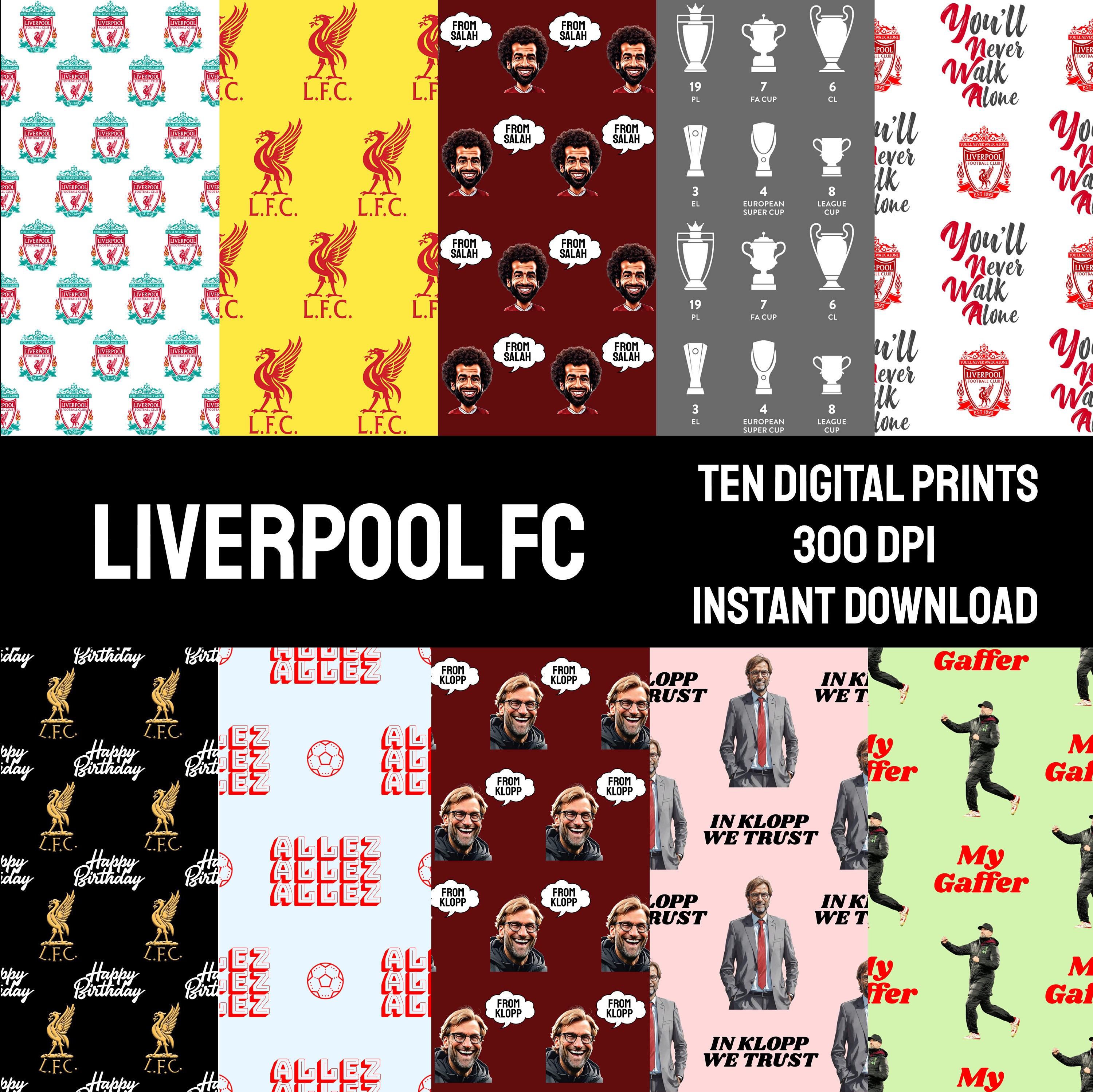 Liverpool FC Digital Prints | Wrapping Paper Pack | Seamless Pattern ...