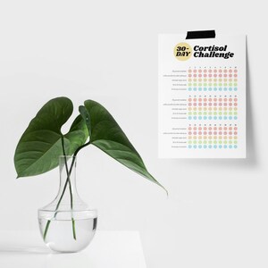 30 Day Easy Cortisol Challenge Tracker | Lower Cortisol Stress | Habit ...
