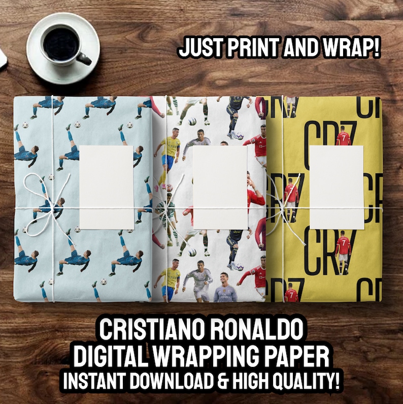 Cristiano Ronaldo Digital Prints | Wrapping Paper Pack | Seamless ...
