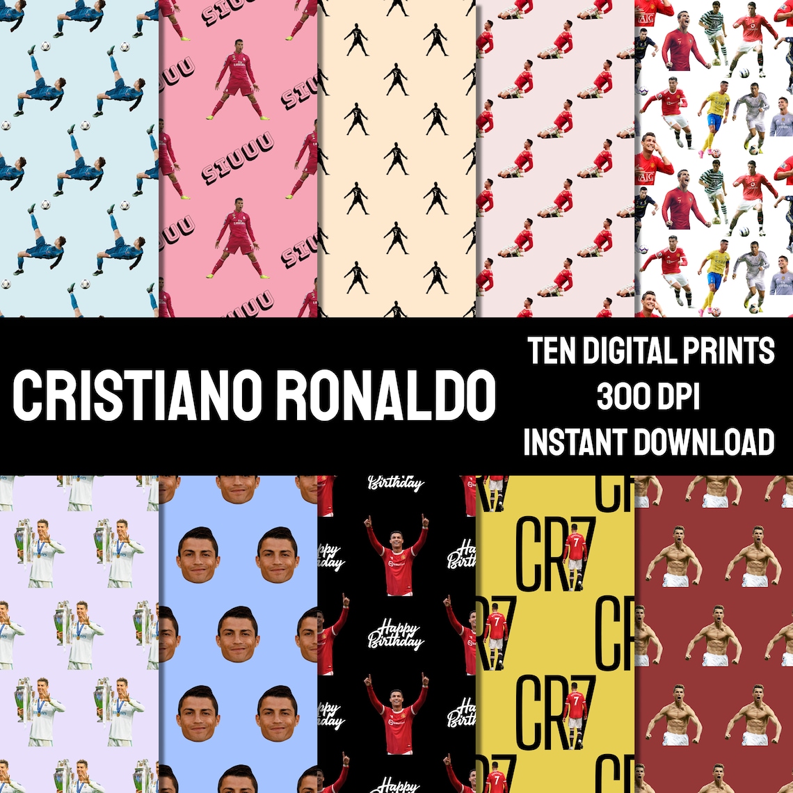 Cristiano Ronaldo Digital Prints | Wrapping Paper Pack | Seamless ...