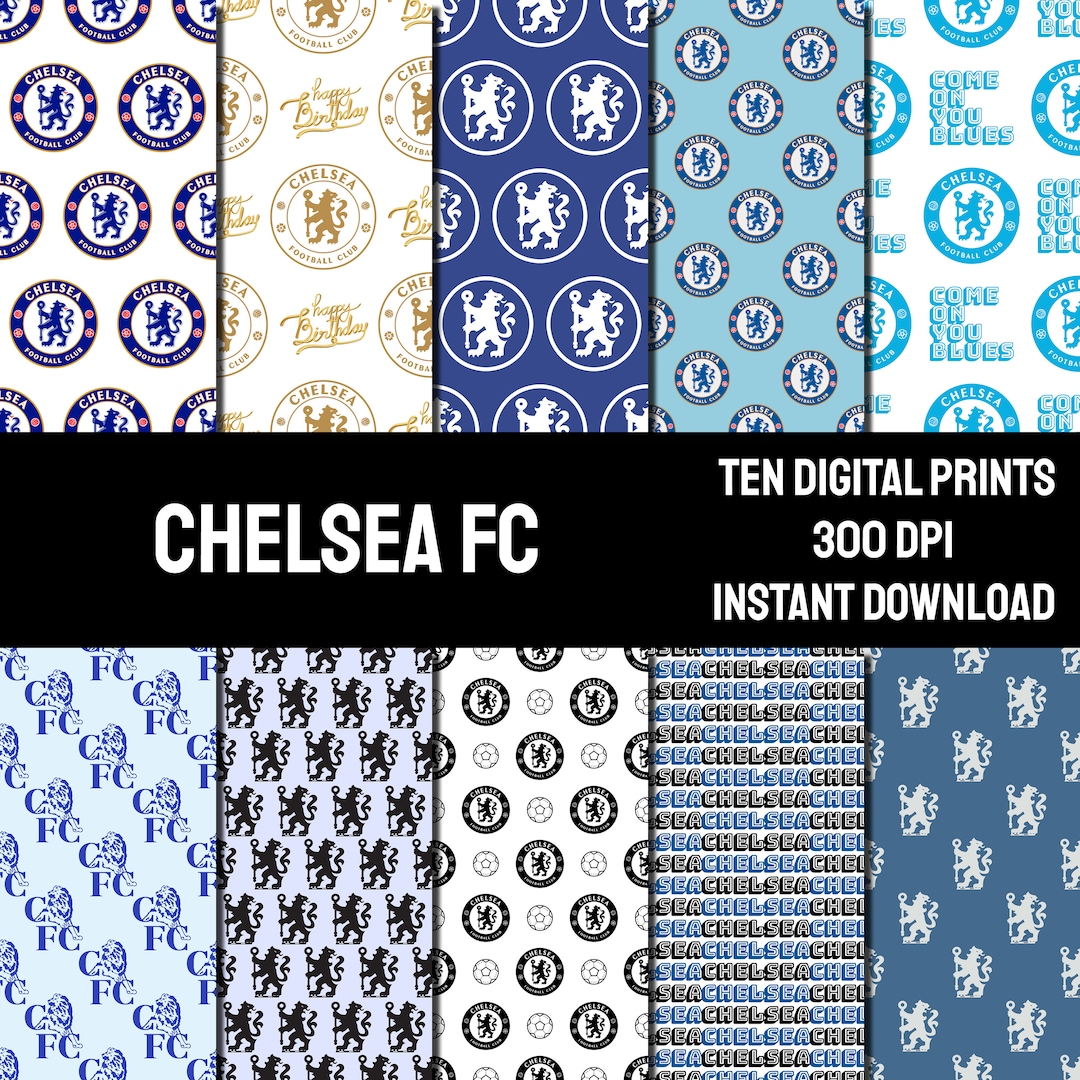 Chelsea FC Digital Prints Wrapping Paper Pack Seamless Pattern Football ...