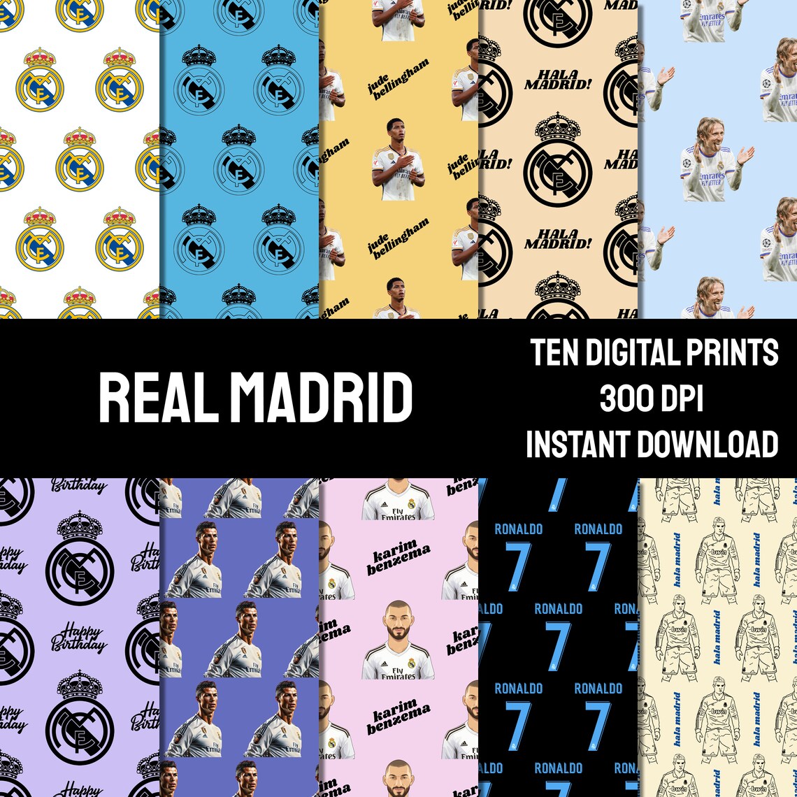 Real Madrid Digital Prints | Wrapping Paper Pack | Seamless Pattern ...