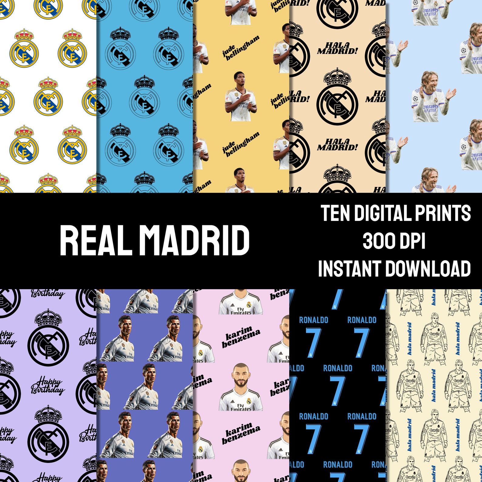 Real Madrid Digital Prints | Wrapping Paper Pack | Seamless Pattern ...