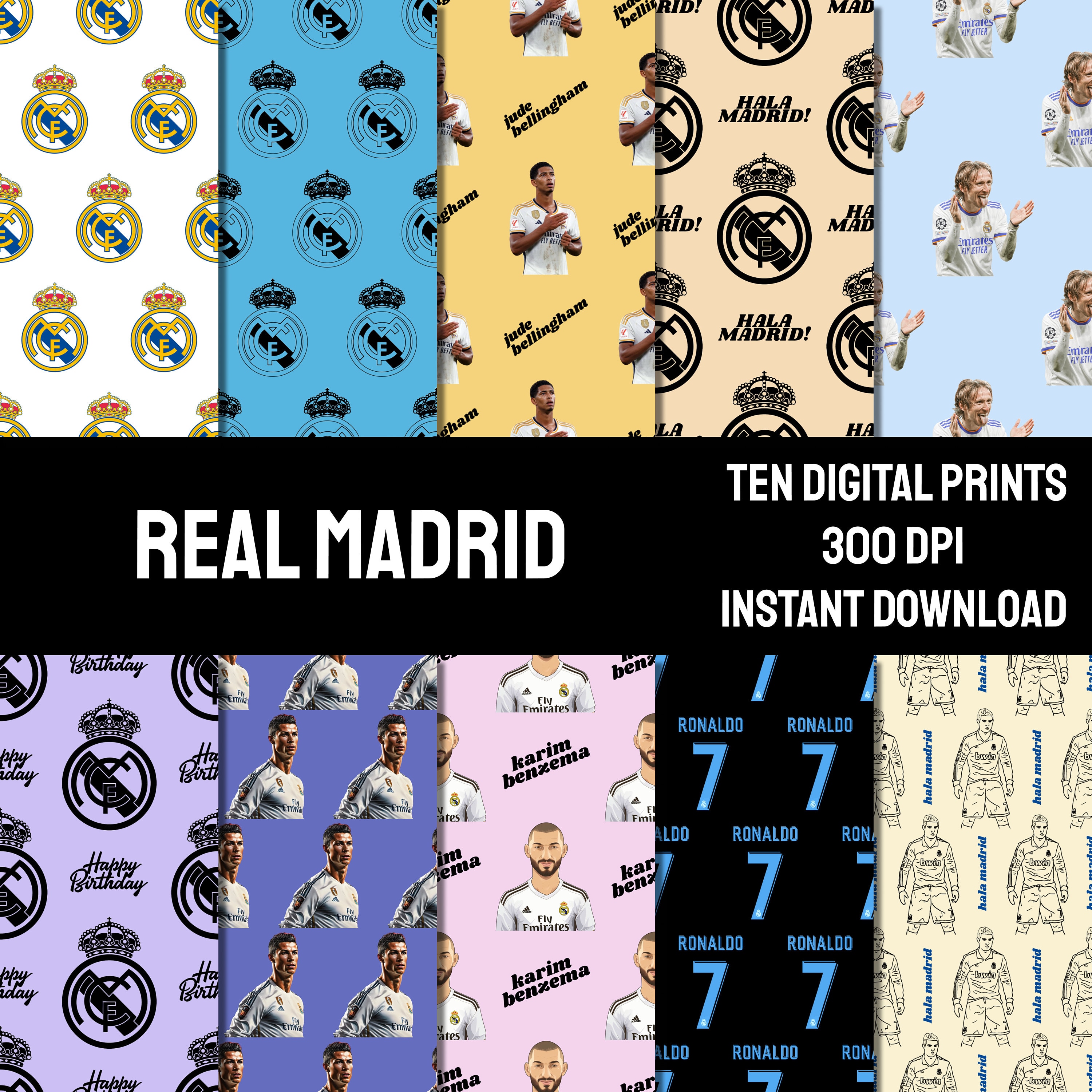 Real Madrid Digital Prints | Wrapping Paper Pack | Seamless Pattern ...