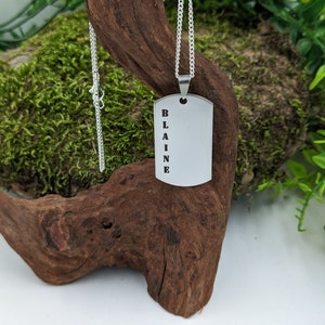 Dog Tag Pendant in Silver, Cable Chain, Personalized - Etsy
