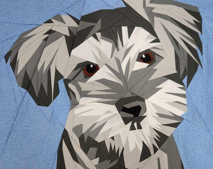 Pitbull Mix Dog Sitting Foundation Paper Pieced Quilt Block Pattern ...
