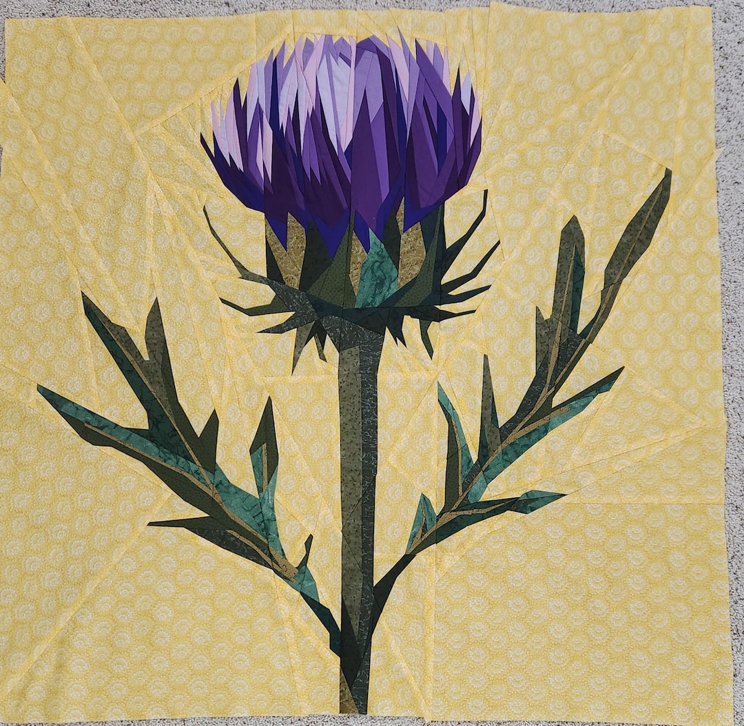 Thistle Flower Foundation Paper Pieced Quilt Block - Etsy