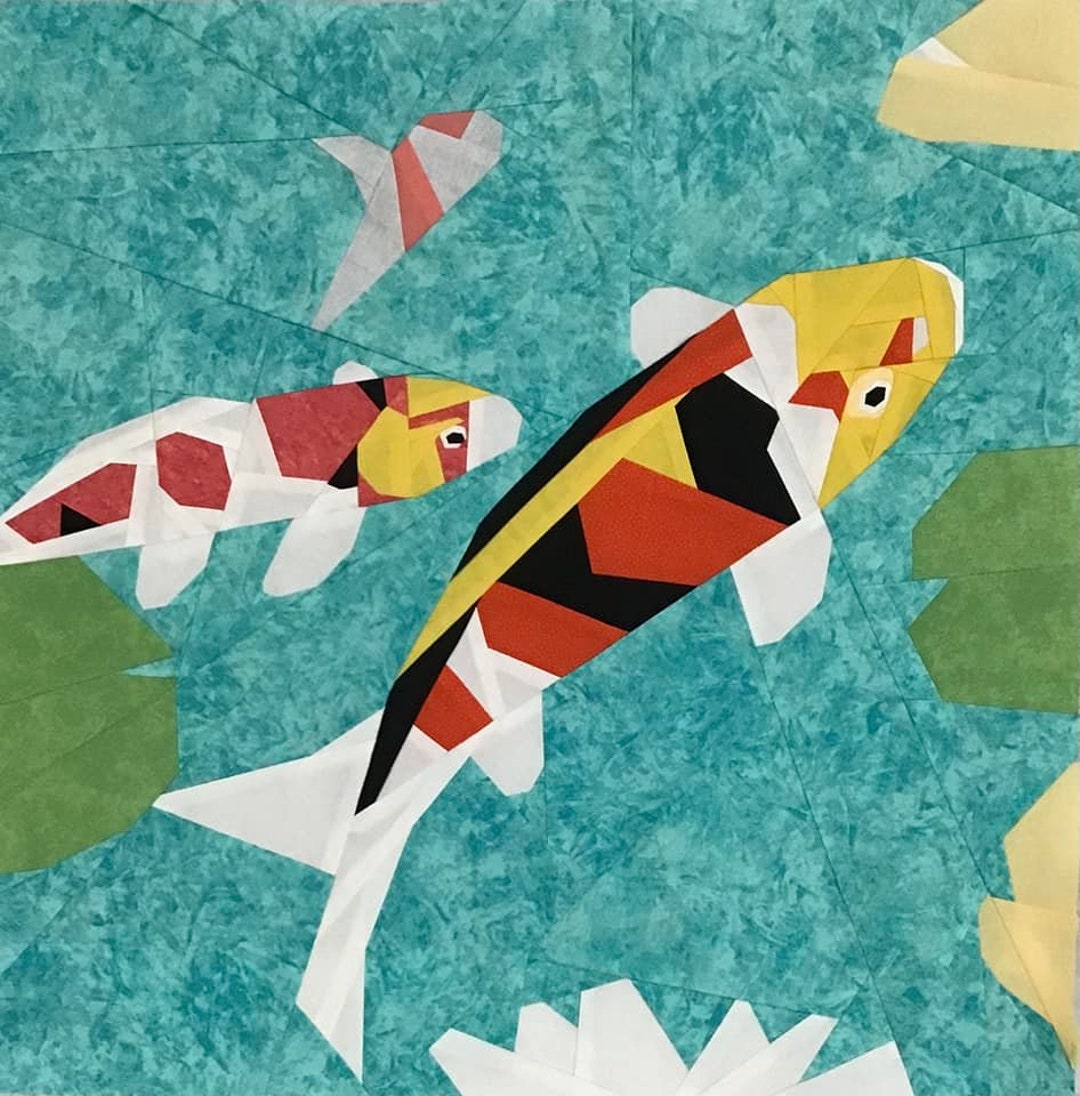 Large Koi Block Foundation Paper Pieced With 3 Koi - Etsy