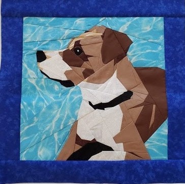 Pitbull Mix Dog Sitting Foundation Paper Pieced Quilt Block Pattern - Etsy