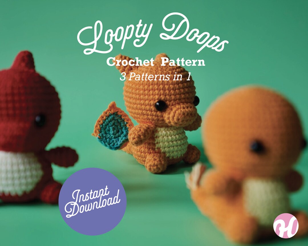 3 Mini Amigurumi Bundle: Pokemon Inspired Sizzle Lizard, PDF Crochet ...