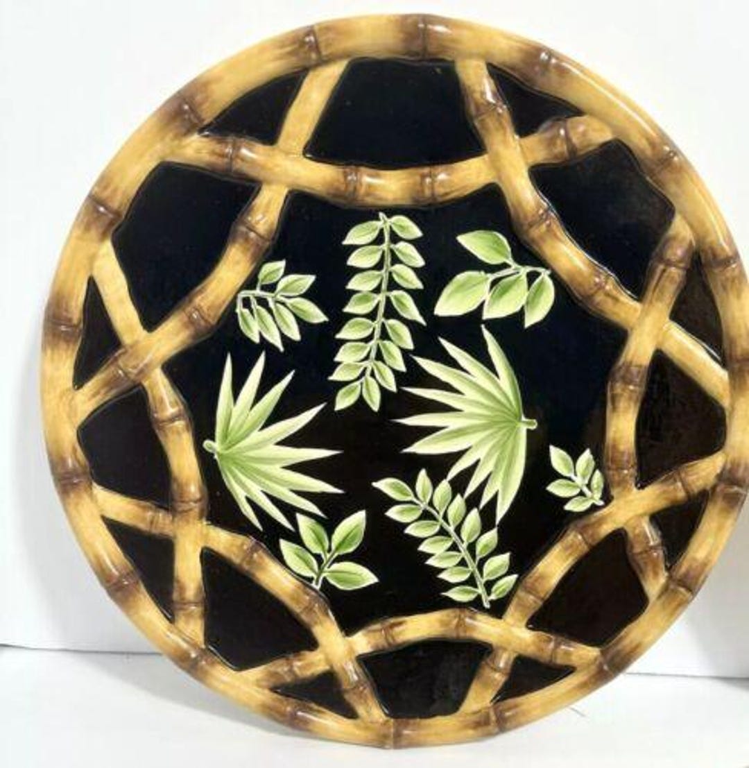 Bamboo Motif Decor Plate W/3D Raised Palm Leaves 10” - Etsy